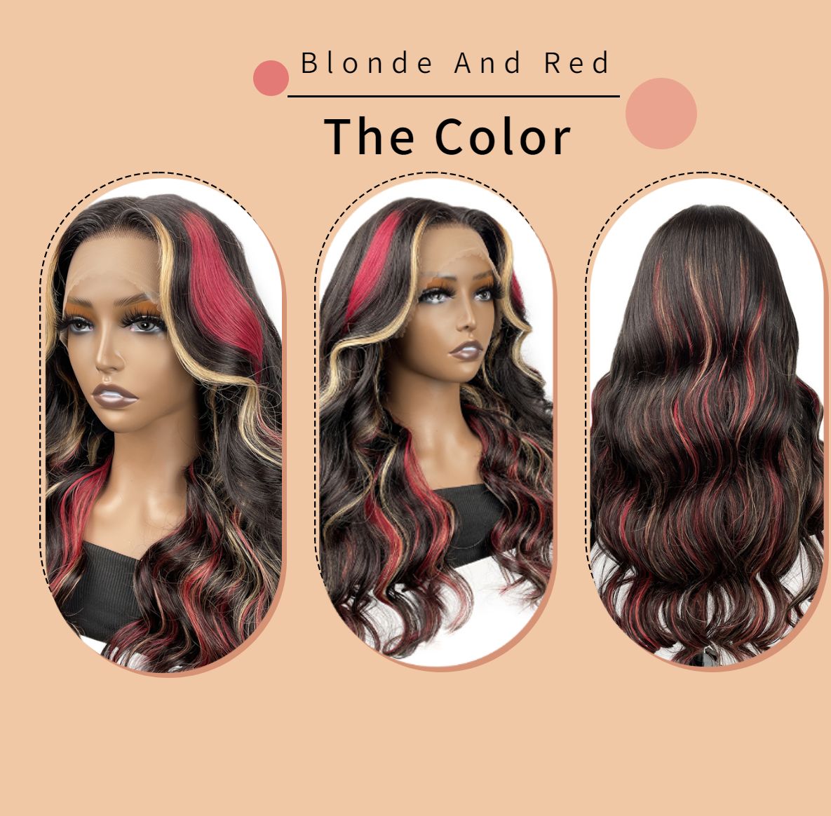 Nadula Multi Color Highlights 13x4 Lace Front Blonde And Red Body Wave ...